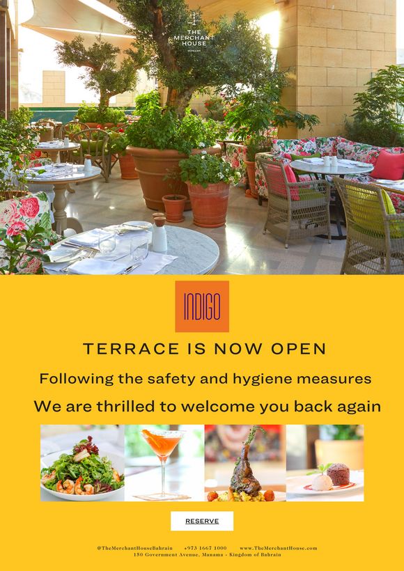 Indigo Terrace is NOW open ! And is now available for take-away ...
